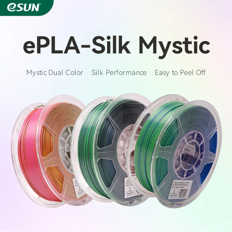 Filament eSUN ePLA-Silk Mystik 1.75 Triple Colors Blue Orange Green 1Kg - eMAG.ro