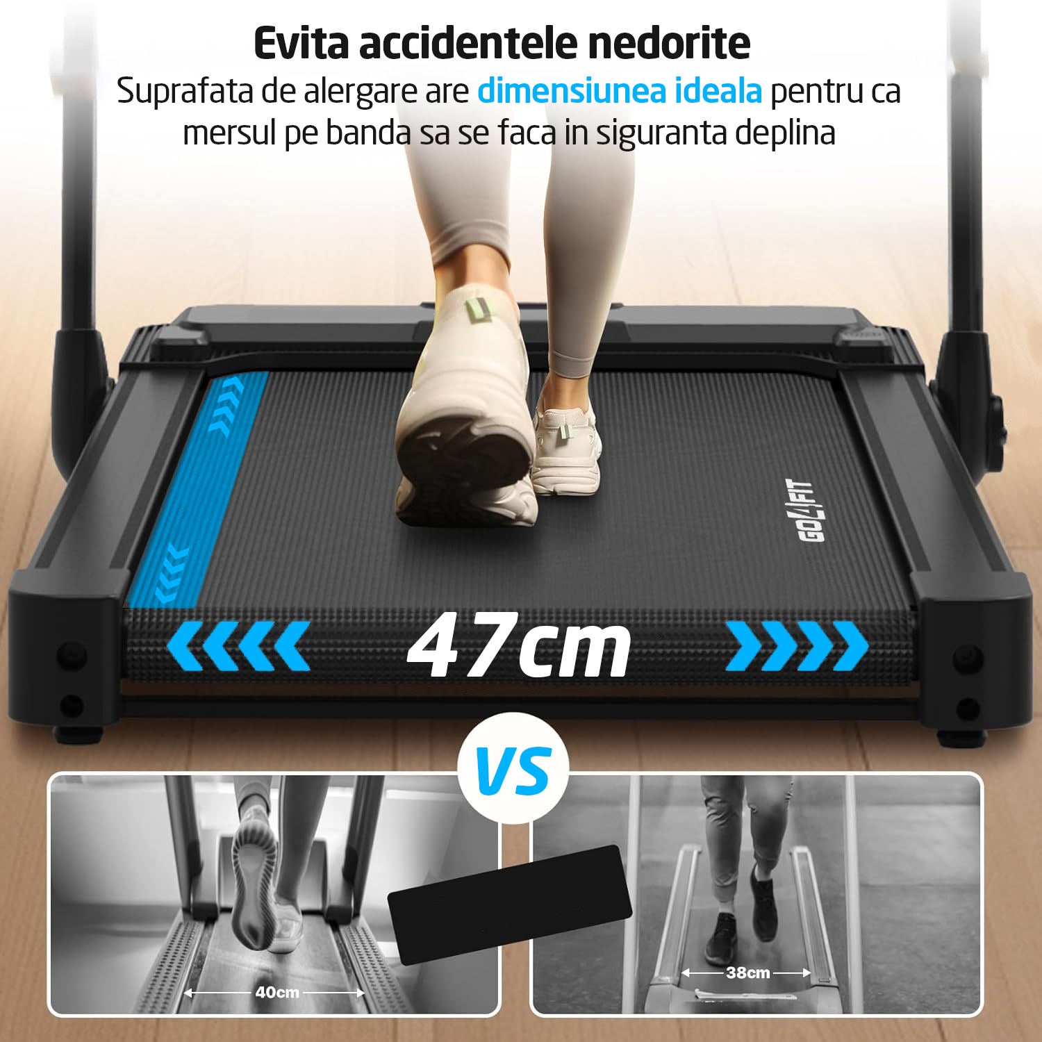 Banda de Alergat GO4FIT® Model FIT100, Viteza Maxima 16km/h, Motor 3 ...