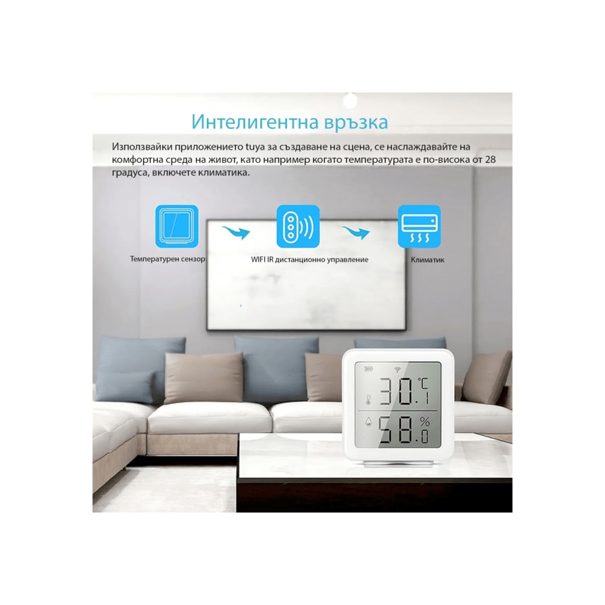 Intelligens hőmérséklet és páratartalom monitor, RSH-TH03, Wi-fi ...