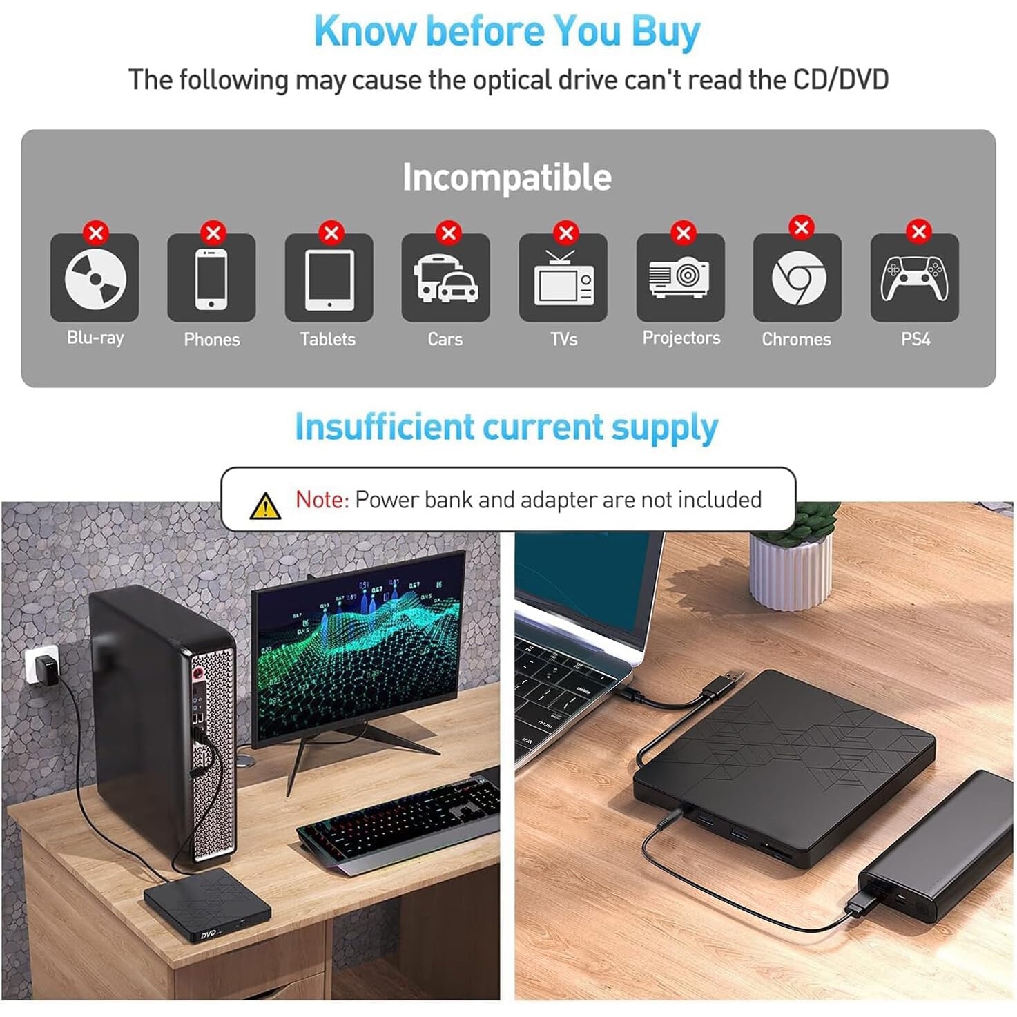 DVD Writer Extern, Excitat®, Cablu USB 3.0/Type-c, plug and play ...