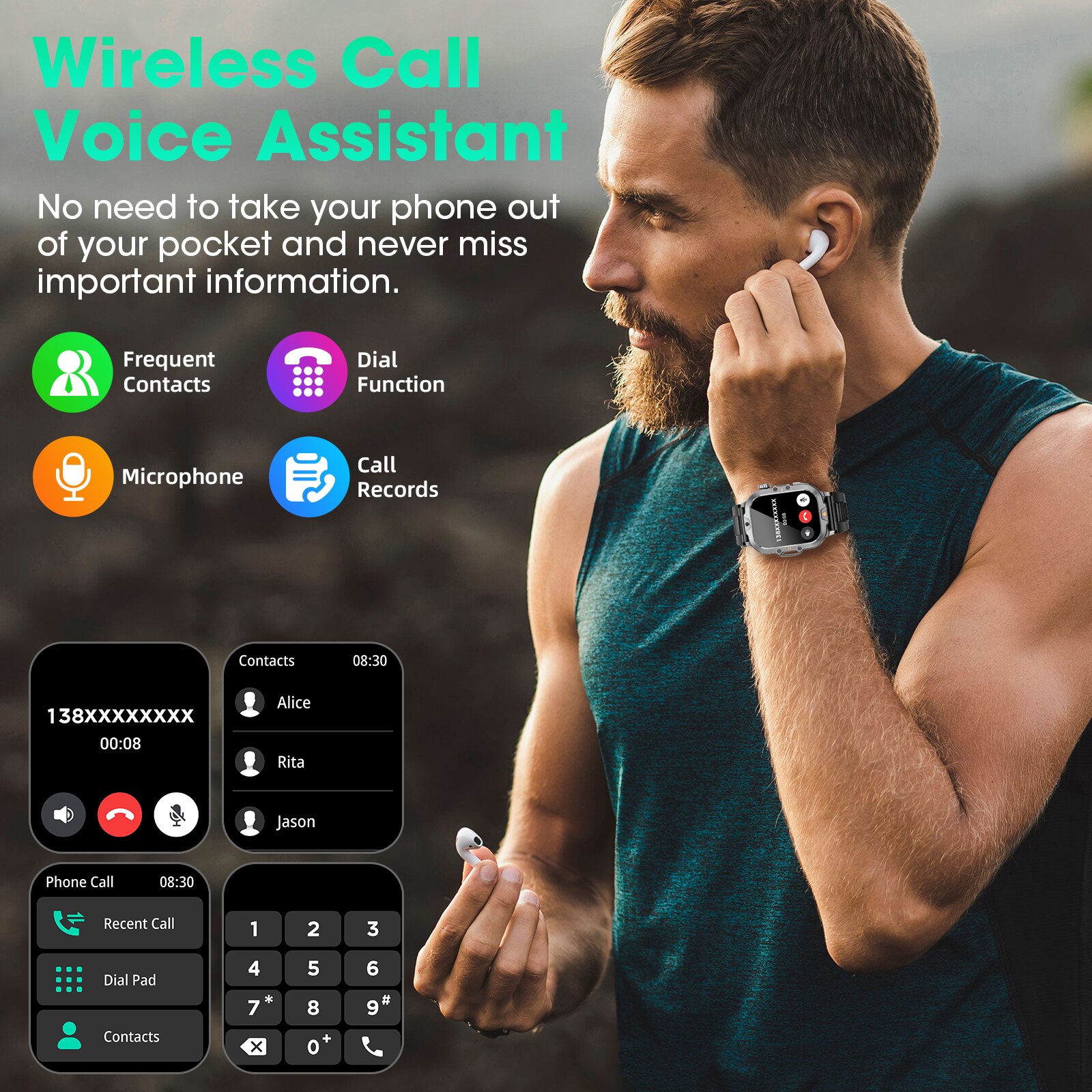 Ceas Smartwatch, Mingtawn, model V17, ecran de 2, 01 inci ceasuri ...