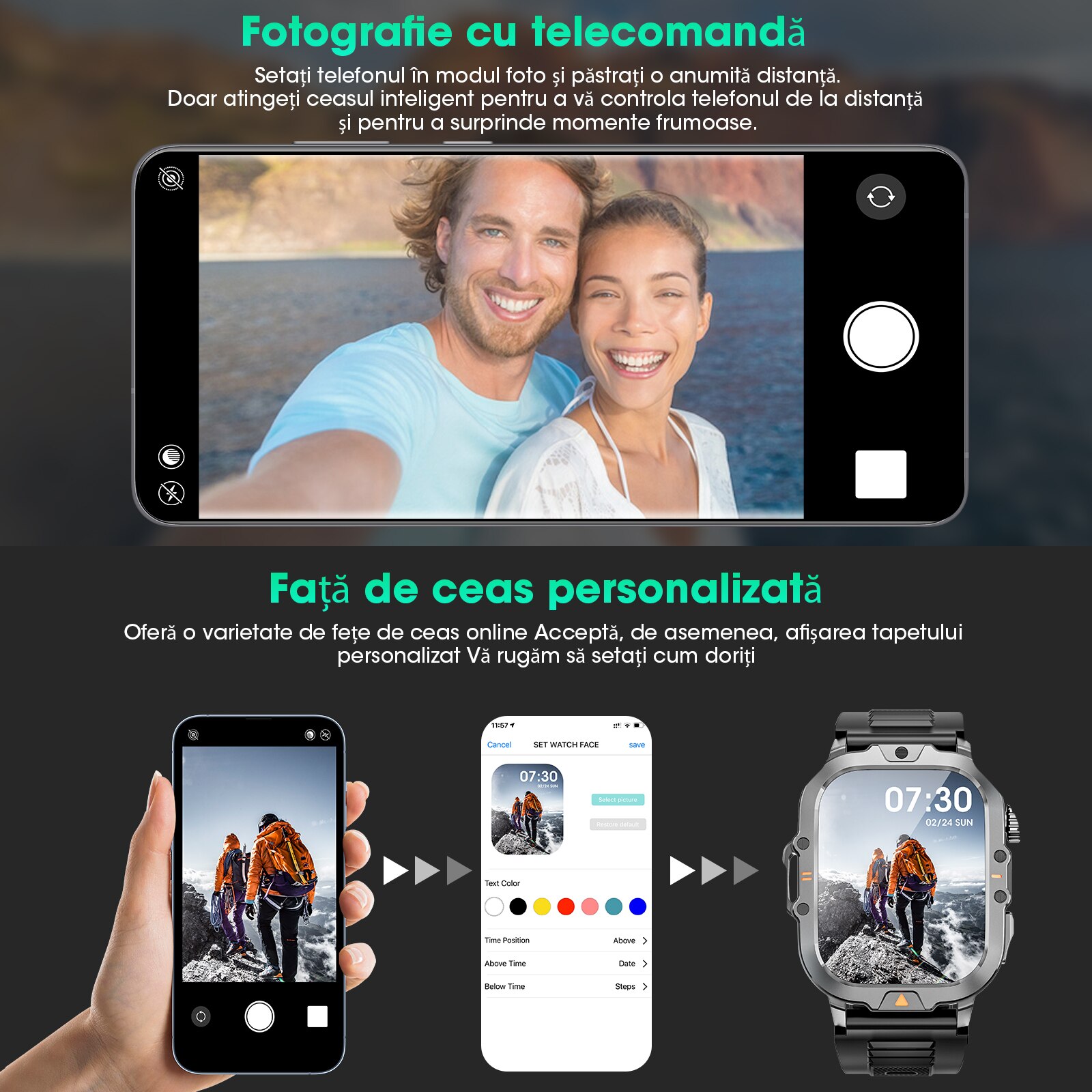 Ceas Smartwatch, Mingtawn, model V17, ecran de 2, 01 inci ceasuri ...
