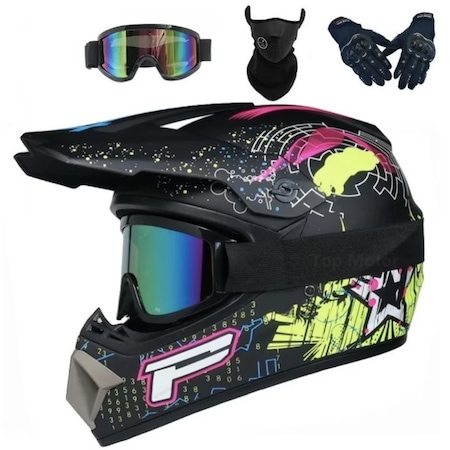 Set Casca Cross cu Manusi, Ochelari, Cagula, Pentru Motociclete, Dirt ...