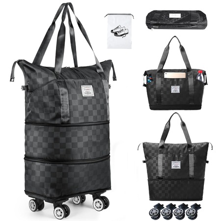 Geanta de voiaj cu role, BYONDSELF®, 25L-55L, trei etaje pliabila ...