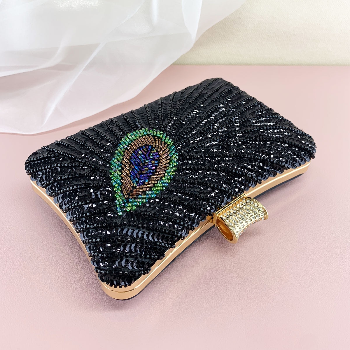 Geanta plic eleganta AZeira, lucrata manual, broderie de margele si ...