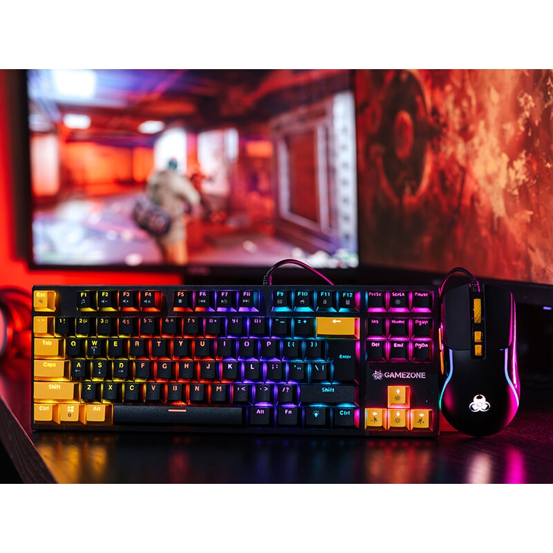 Set mouse mecanic si tastatura Tracer GAMEZONE HORNET87 USB - eMAG.ro