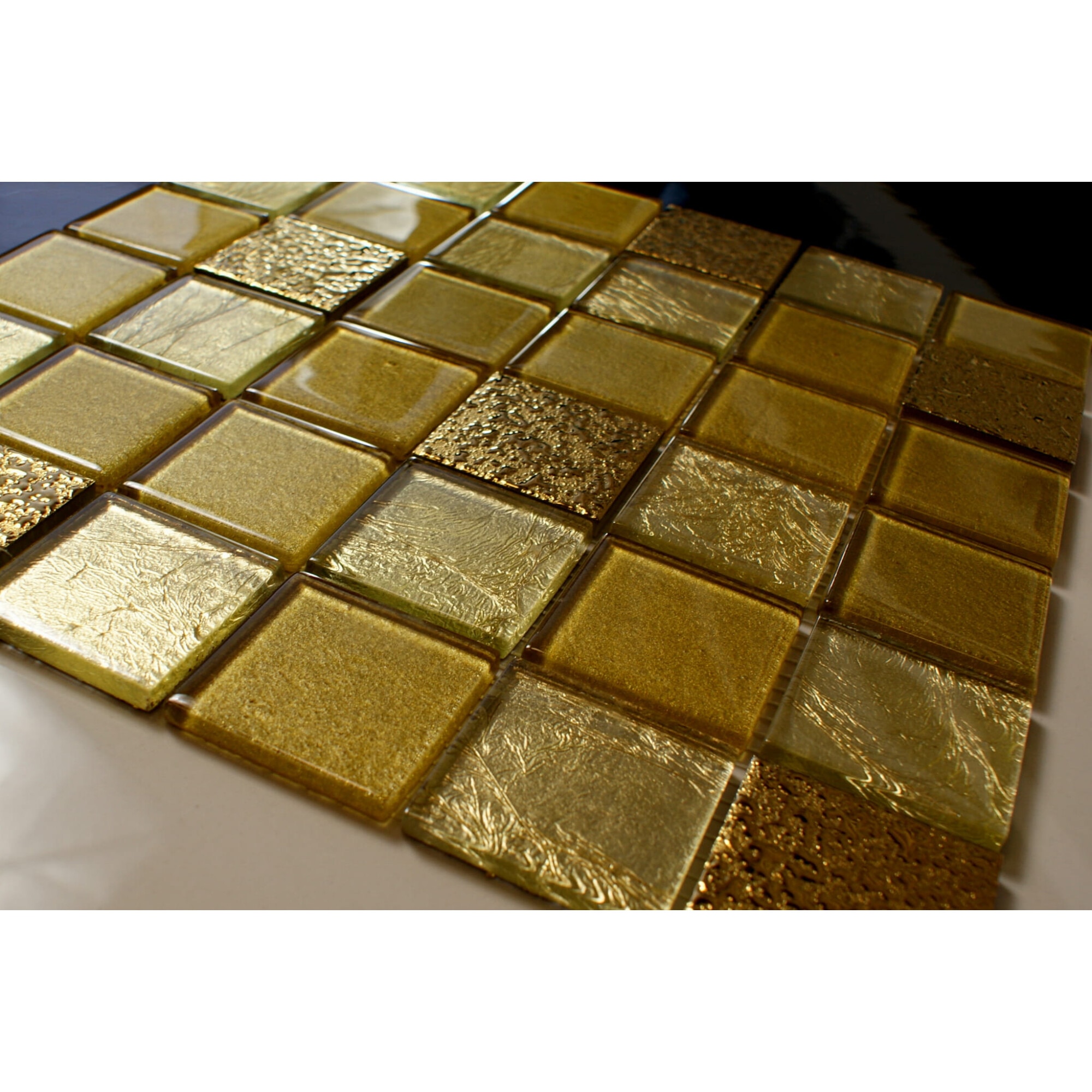 Arany üvegmozaik "GOLD MAGIC", dekoratív arany csempe konyhába és ...