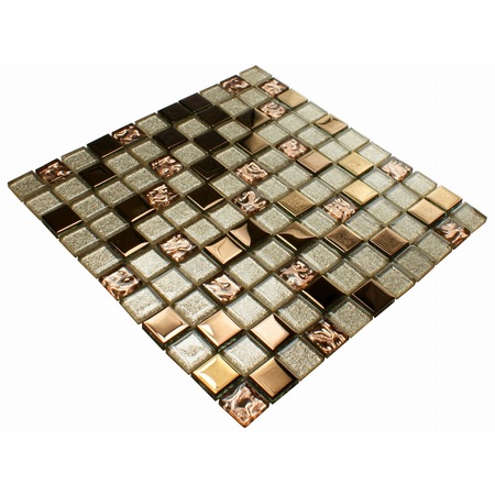 Mozaic din sticla din aur roz „ROSE CHAMPAGNE”, tigla decorativa din ...