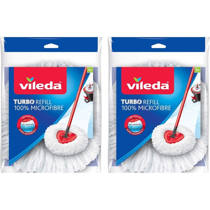 Set 2 mopuri, Vileda, microfibra, alb, 16.5x30x22cm - eMAG.ro