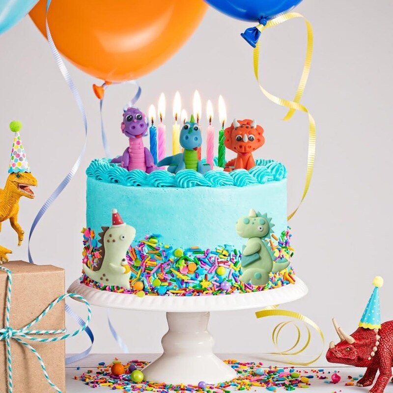 Set 5 decoratiuni tort dinozaur, PVC ecologic, multicolor, pentru ...