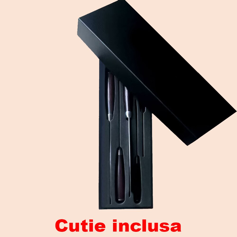 Set cutite profesionale, 5 piese, maner Deluxe Pakkawaood, din otel ...