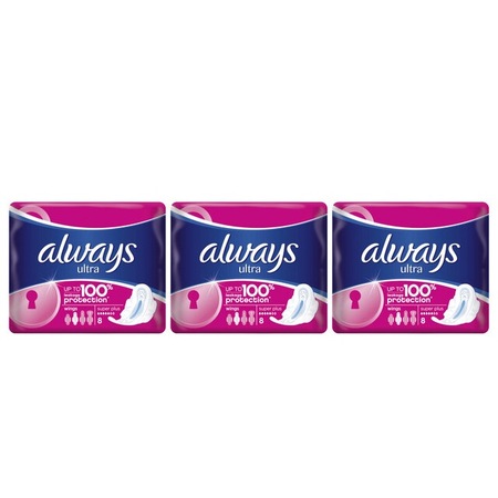 Set 3 x always absorbante 8buc super plus absorbtie eficienta, confort ...