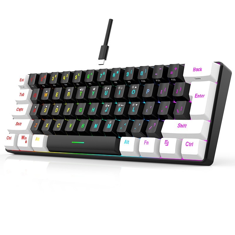 Tastatura mecanica PZCC, 61 de taste, retroiluminata, gaming, portabila ...