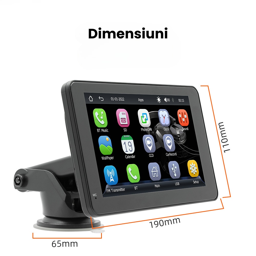 Navigatie Auto HASEPE cu Display 7 inch, CarPlay Wireless, Android Auto ...