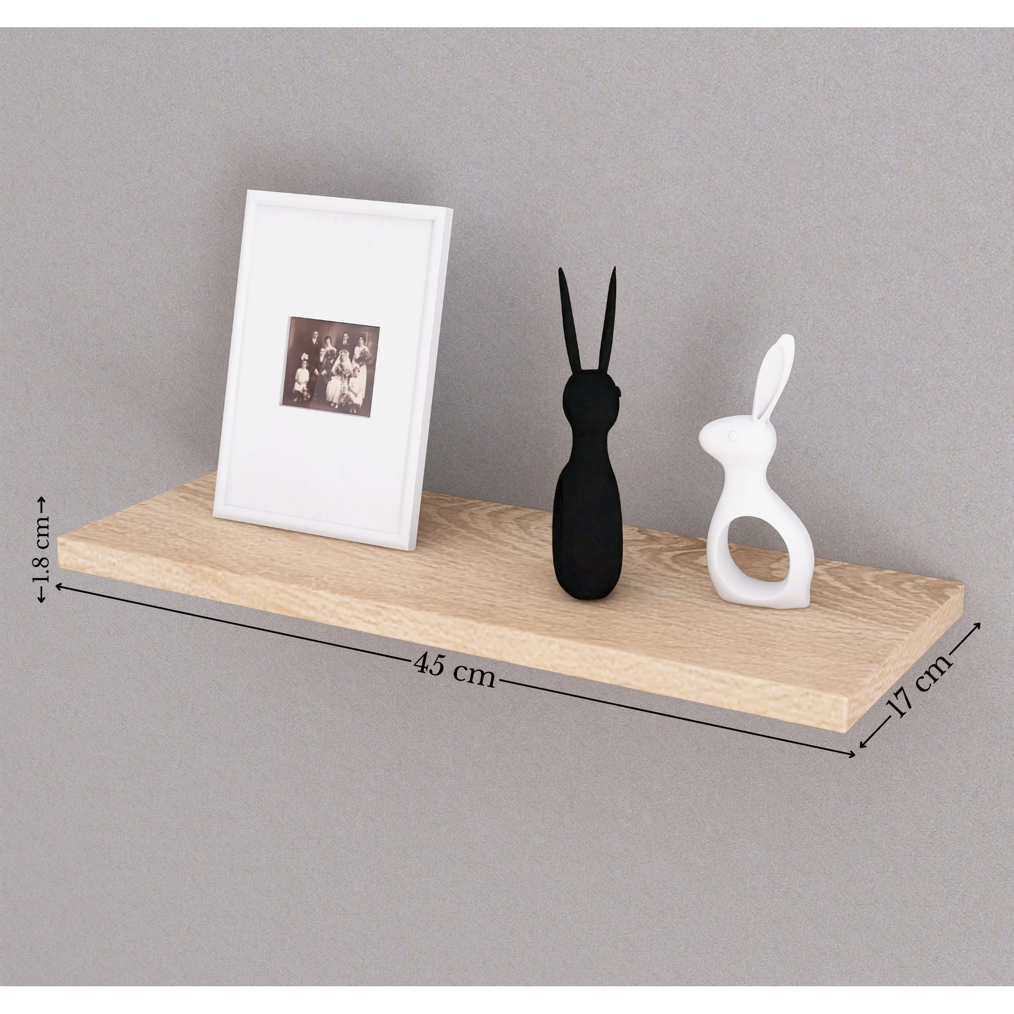 Set 3 Rafturi Suspendate, 45x17x1.8 cm, Culoare Stejar Sonoma, Design ...
