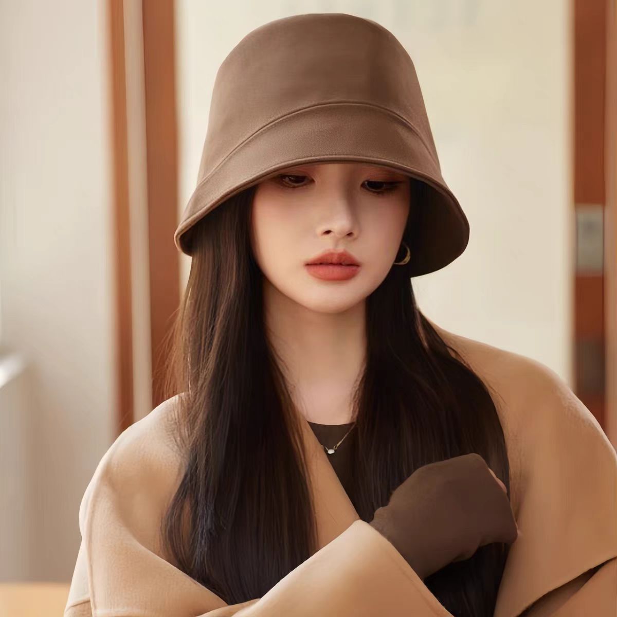 Palarie toamna/iarna pentru femei, acril, 55-58 cm, cafeniu - eMAG.ro