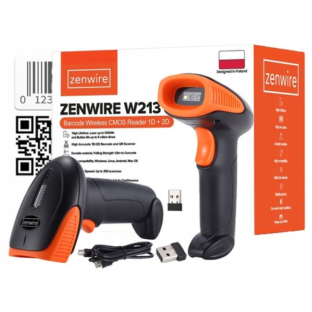 Cititor/Scanner coduri de bare cu laser, Zenwire, W213, 4 mil, 1D / 2D ...