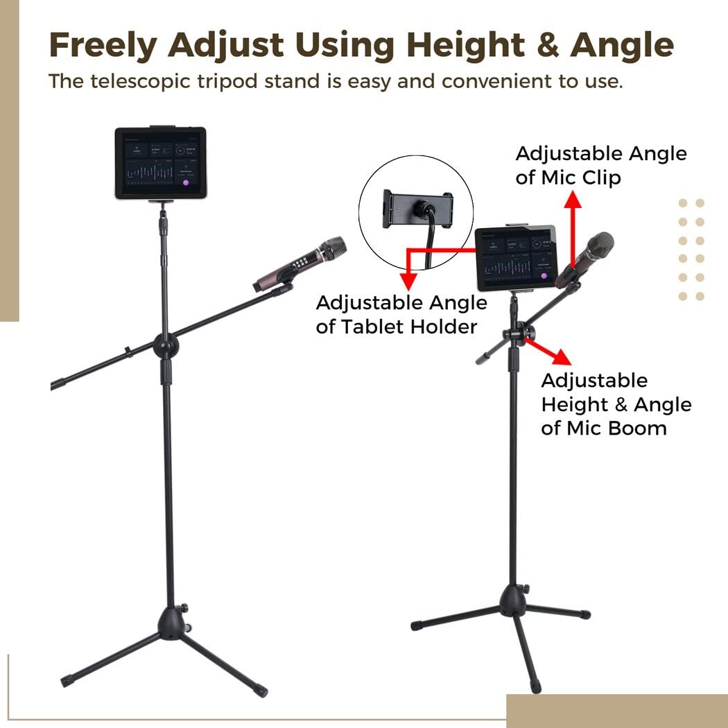 Trepied pentru tableta cu brat pentru microfon, suport pentru tableta ...
