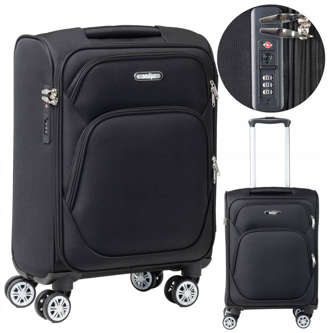 MAPI kerekes bőrönd, Oxford anyag, 4 forgatható kerék, fekete ...