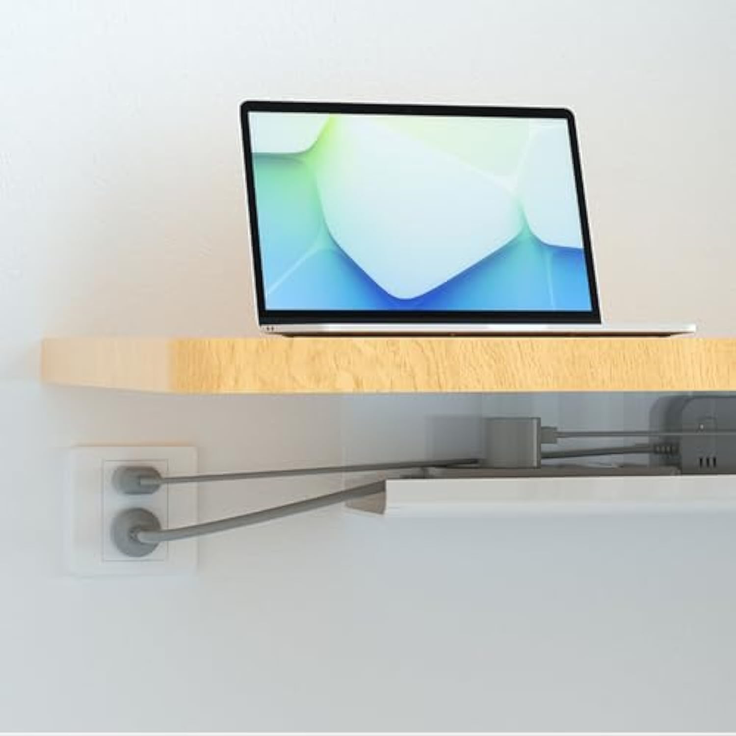 Organizator cabluri sub birou, fara gaurire, plastic, alb - eMAG.ro