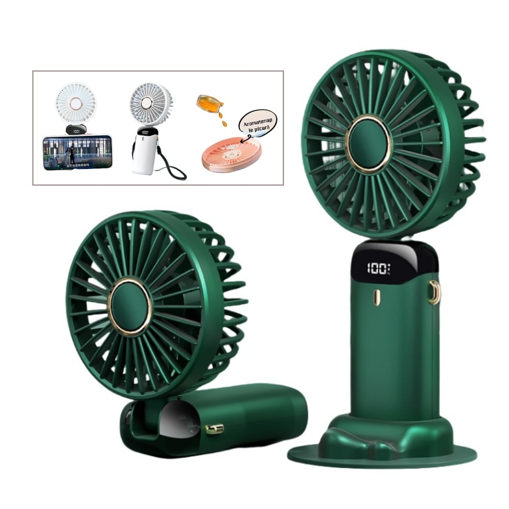 Ventilator Ultra Portabil, 4 in 1, De Mana, De Birou, De Gat, Suport ...
