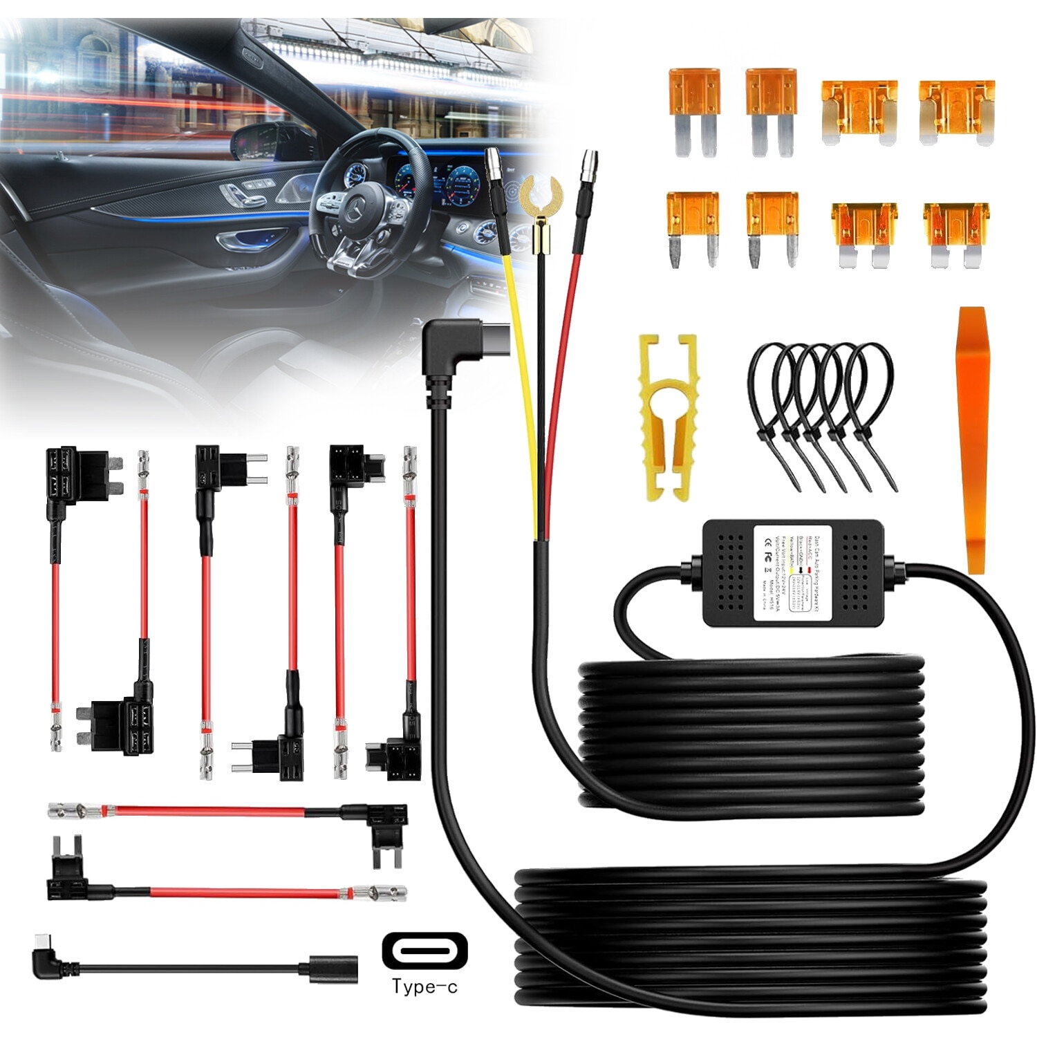 Kit de cabluri pentru camera de bord, Puepoul, Lungime cablu 3.5m, cu ...