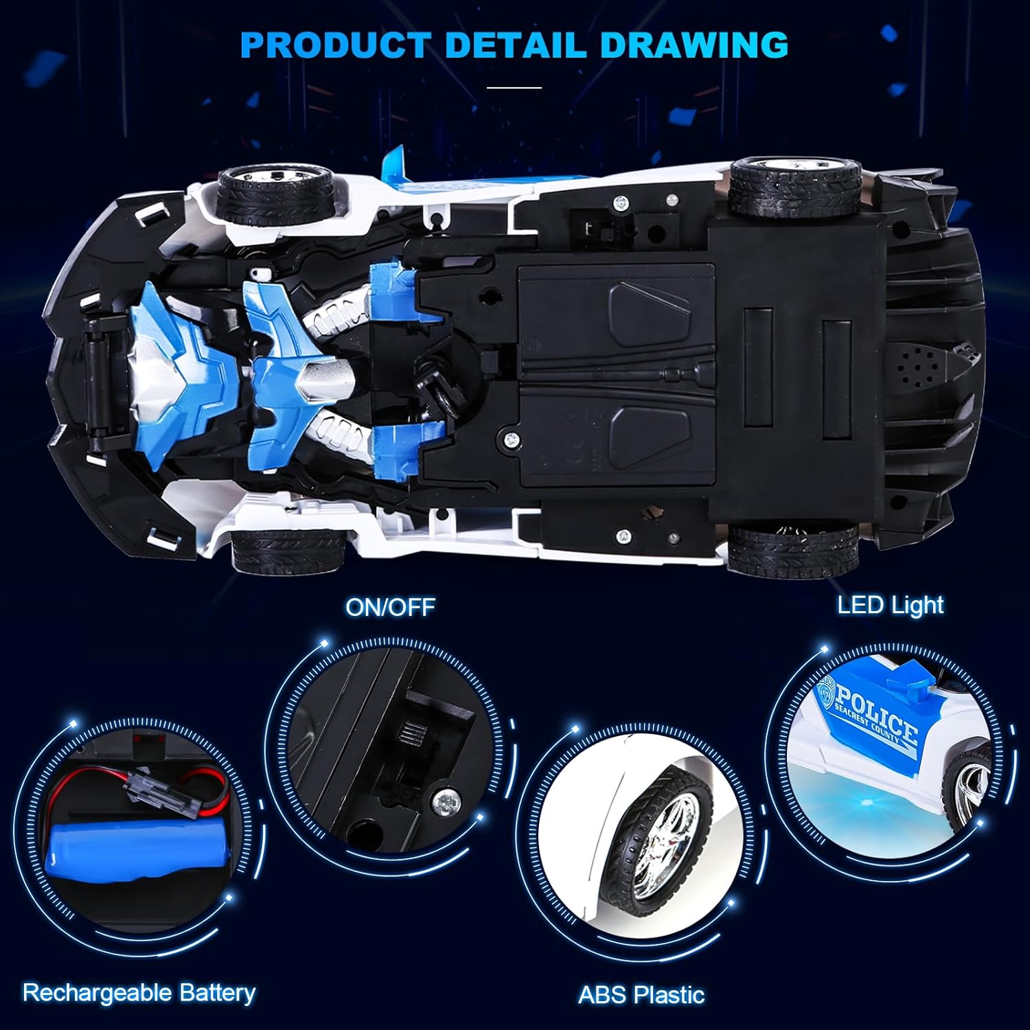 Masina Robot interactiv, Puepoul, POLICE AKU, Vine cu Telecomanda 2.4 ...