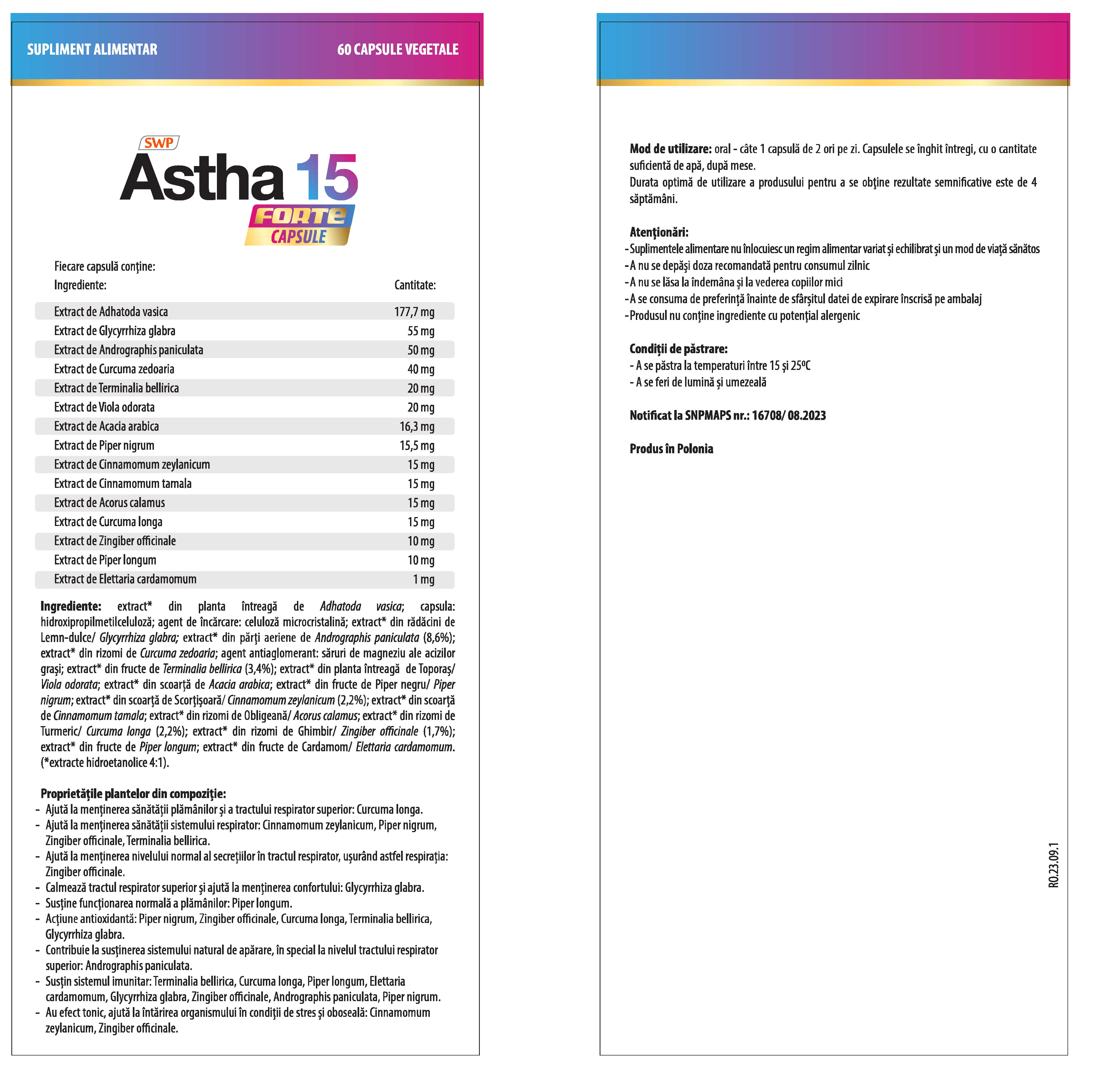 Astha 15 Forte, Sun Wave Pharma, Piper negru, scortisoara pentru ...