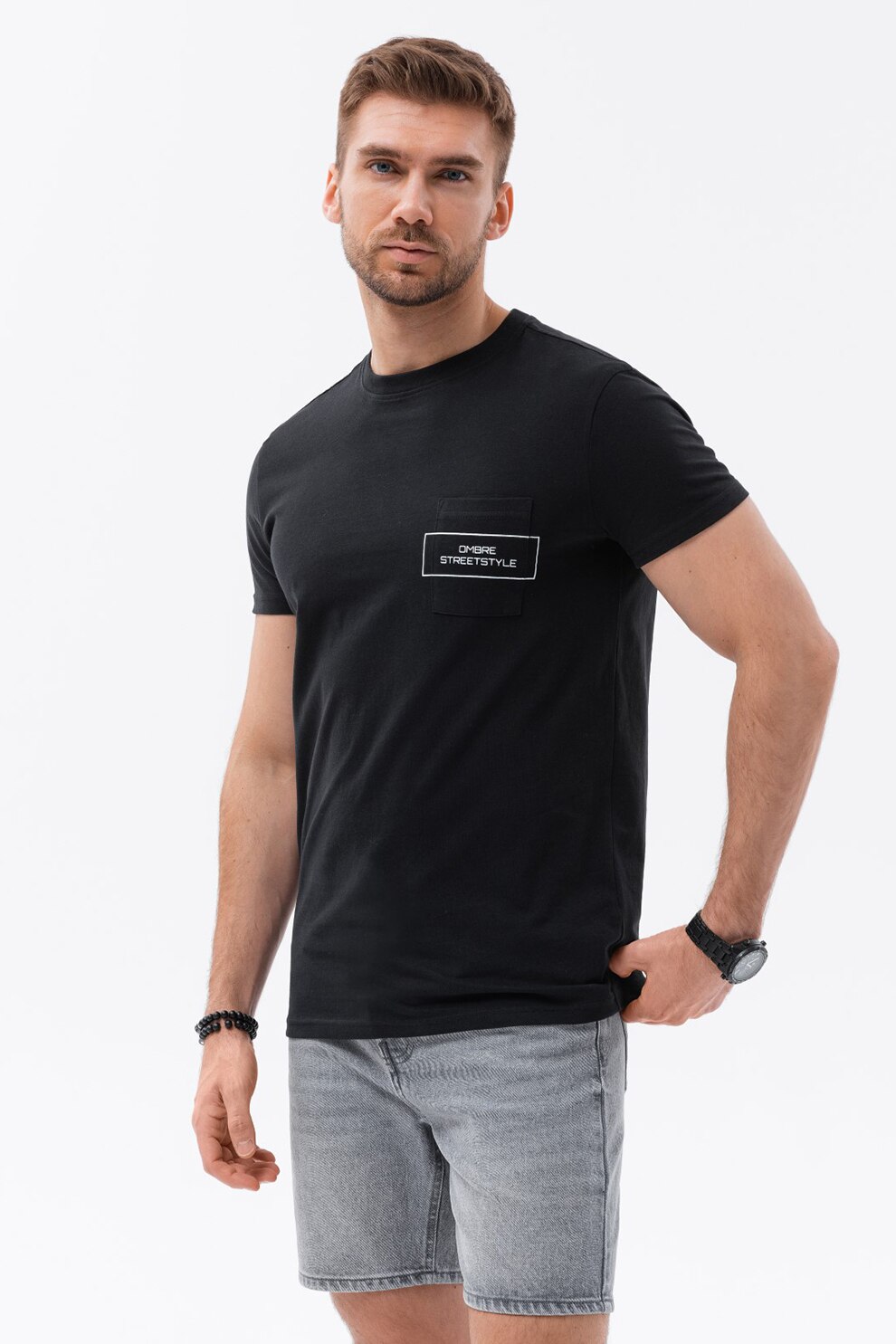 OMBRE, Tricou cu logo, Negru, Alb murdar, XL - eMAG.ro