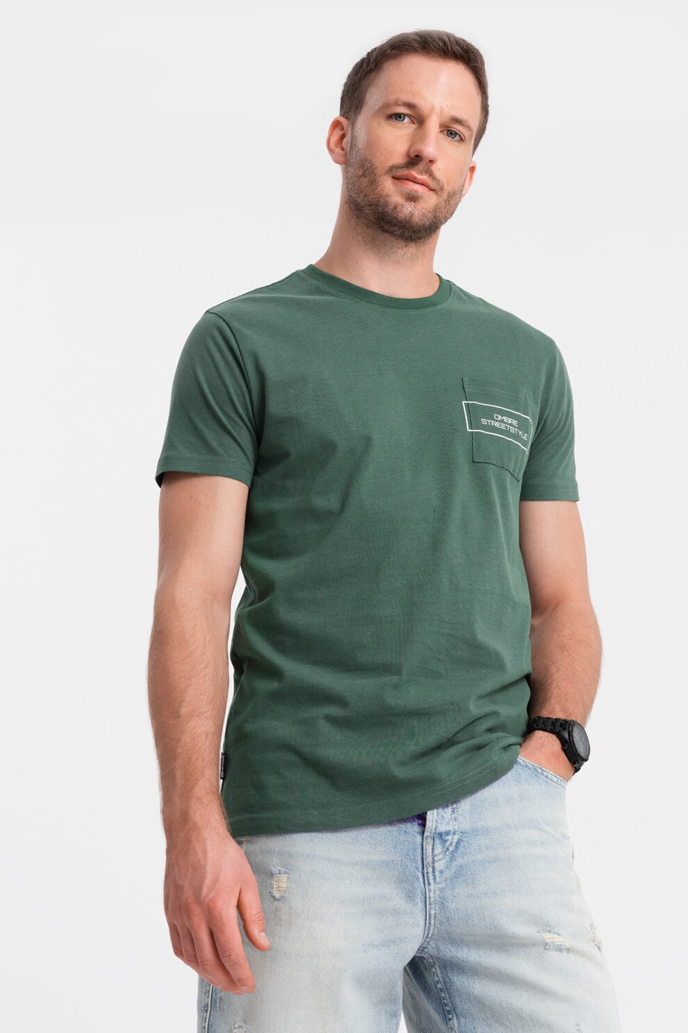 OMBRE, Tricou cu logo, Verde inchis, XL - eMAG.ro