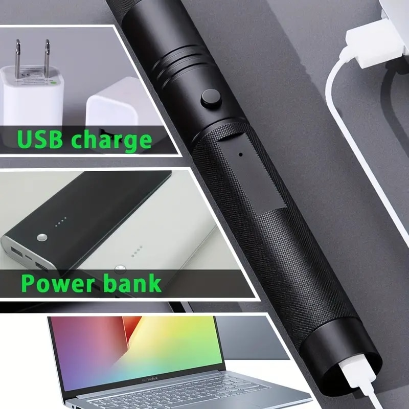 Laser pointer, verde, focalizare ajustabila, raza 10km, negru, 22x160mm ...
