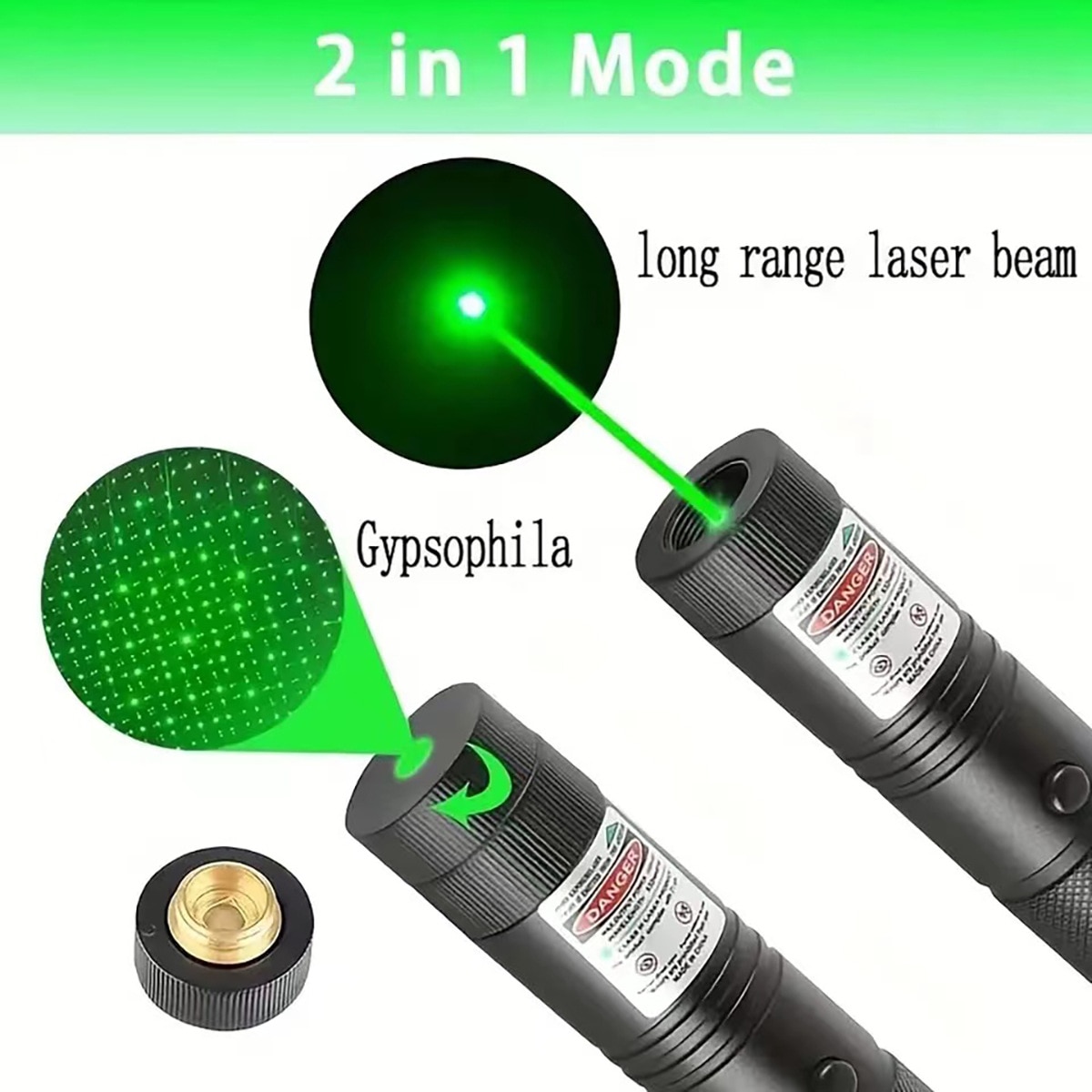 Laser pointer, verde, focalizare ajustabila, raza 10km, negru, 22x160mm ...