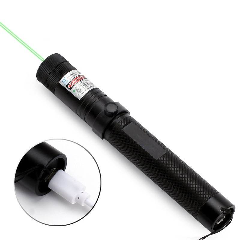 Laser pointer, verde, focalizare ajustabila, raza 10km, negru, 22x160mm ...