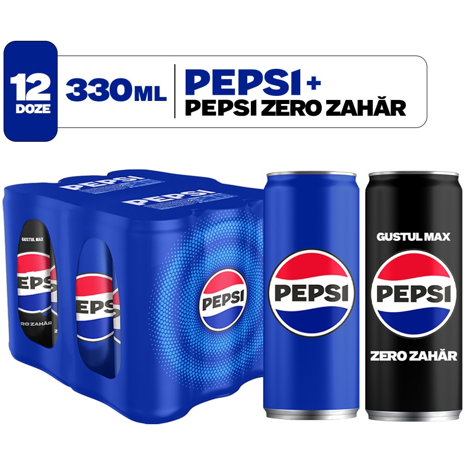 Pachet Pepsi Cola, Doza 6x330ml + Pepsi Zero Zahar, Doza, 6x330ml - eMAG.ro