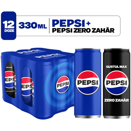Pachet Pepsi Cola, Doza 6x330ml + Pepsi Zero Zahar, Doza, 6x330ml - eMAG.ro
