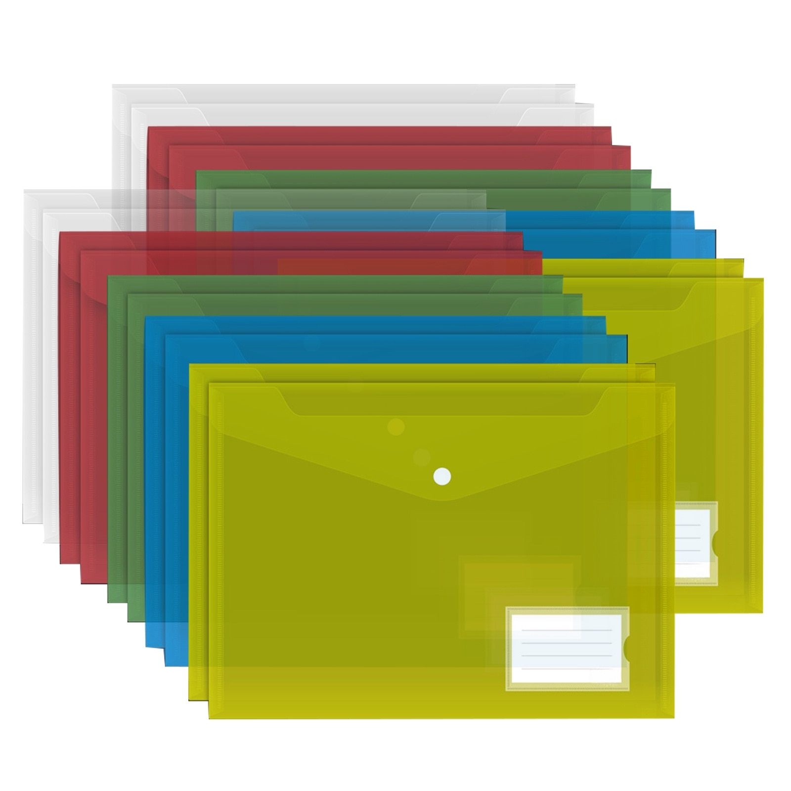 Set 20 Mapa Plic Plastic A4, Zggzerg, Cu buton, eticheta, Transparent ...