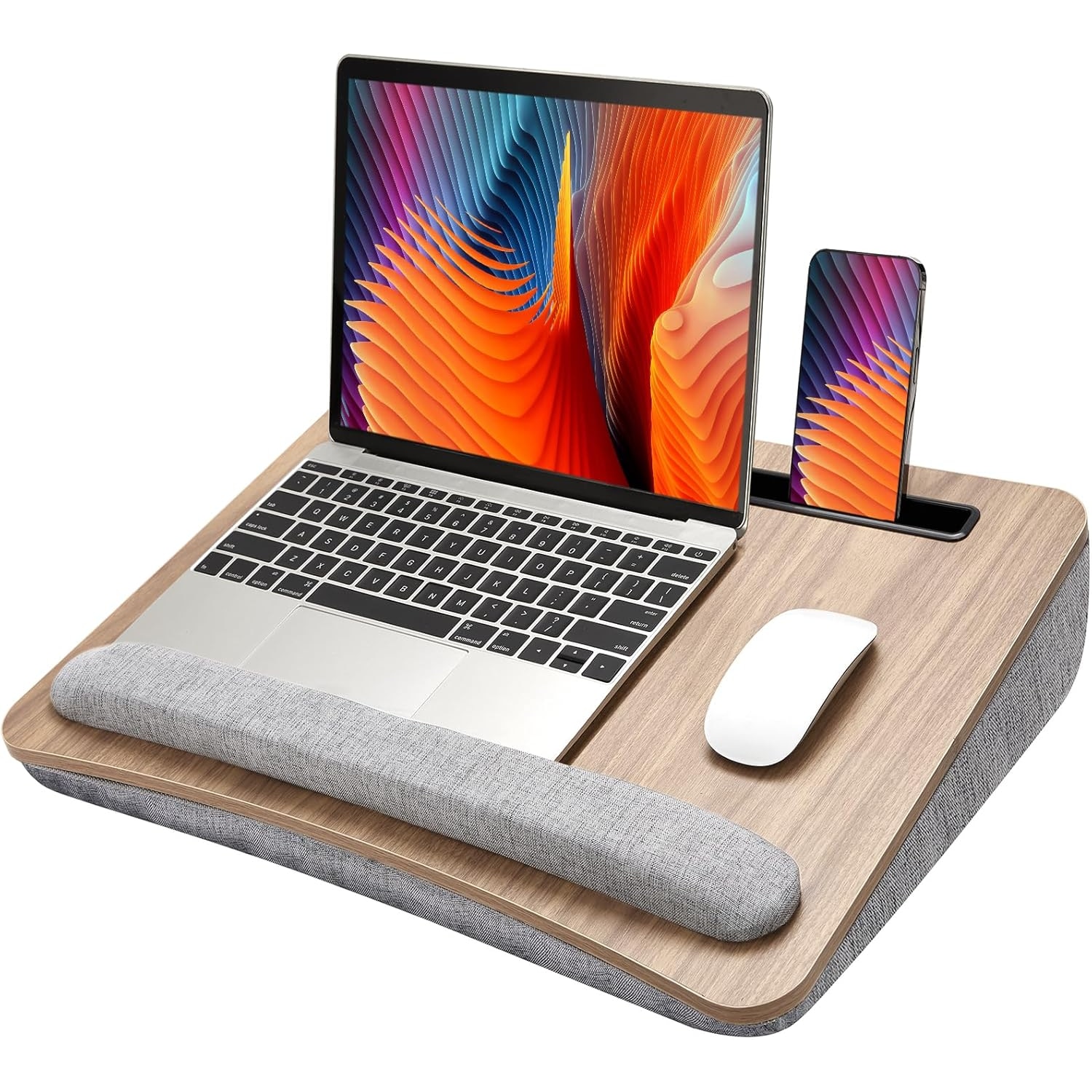 Suport Laptop, BYONDSELF®, cu Suport Telefon, Realizat Din Lemn, cu ...