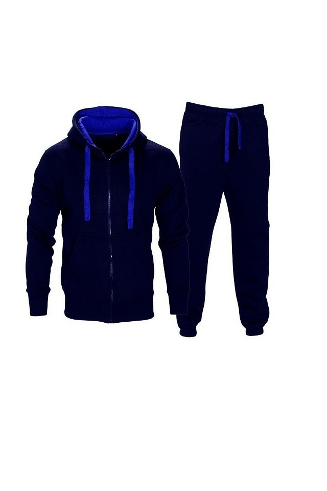 Trening 2 piese, regular fit, pentru barbati, culoare bleumarin cu ...