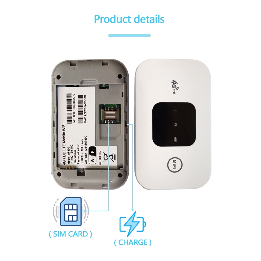 Router portabil 4G MF800, NDUP, slot pentru cartela SIM, cu baterie ...