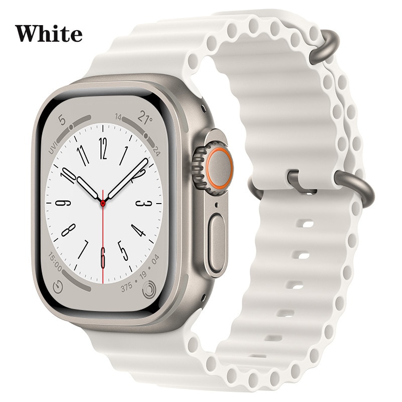 Curea compatibila cu Apple Watch 42/44/45/49 mm, Silicon, Alb - eMAG.ro