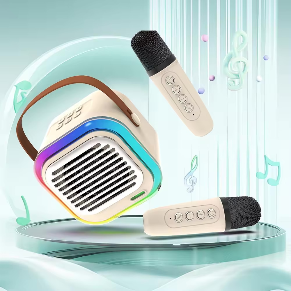 Set boxa portabila cu 2 microfoane, Wireless, Bluetooth V5.3, Karaoke ...