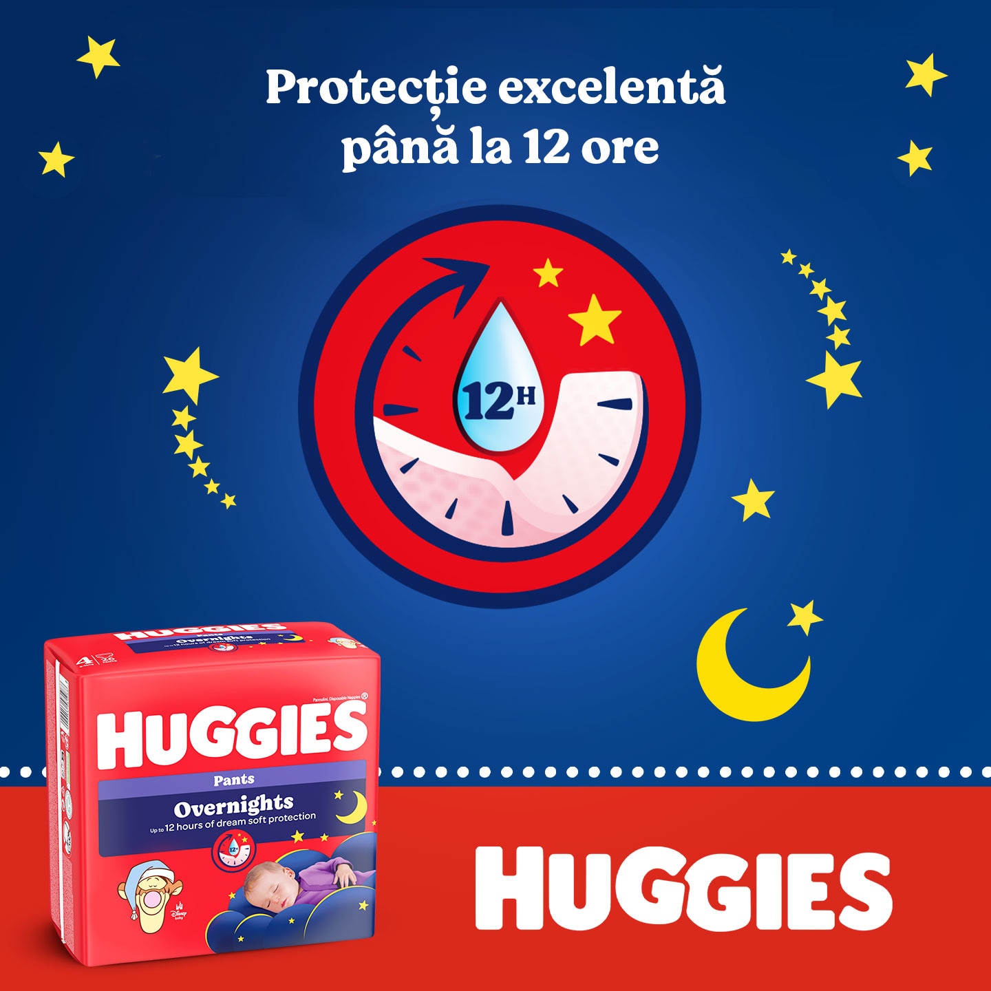 Scutece chilotel de noapte Huggies Overnights 4, 9-14 kg, 26 buc - eMAG.ro