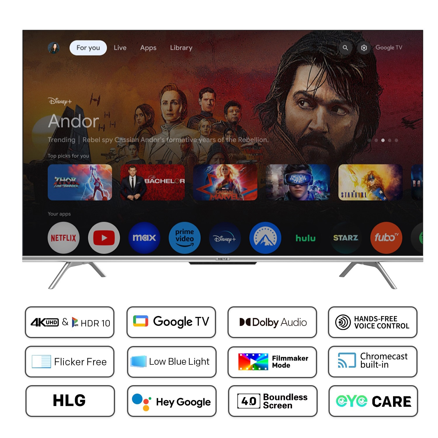 Televizor METZ LED 55MUD7000, 139 cm, Smart Google TV, 4K Ultra HD ...