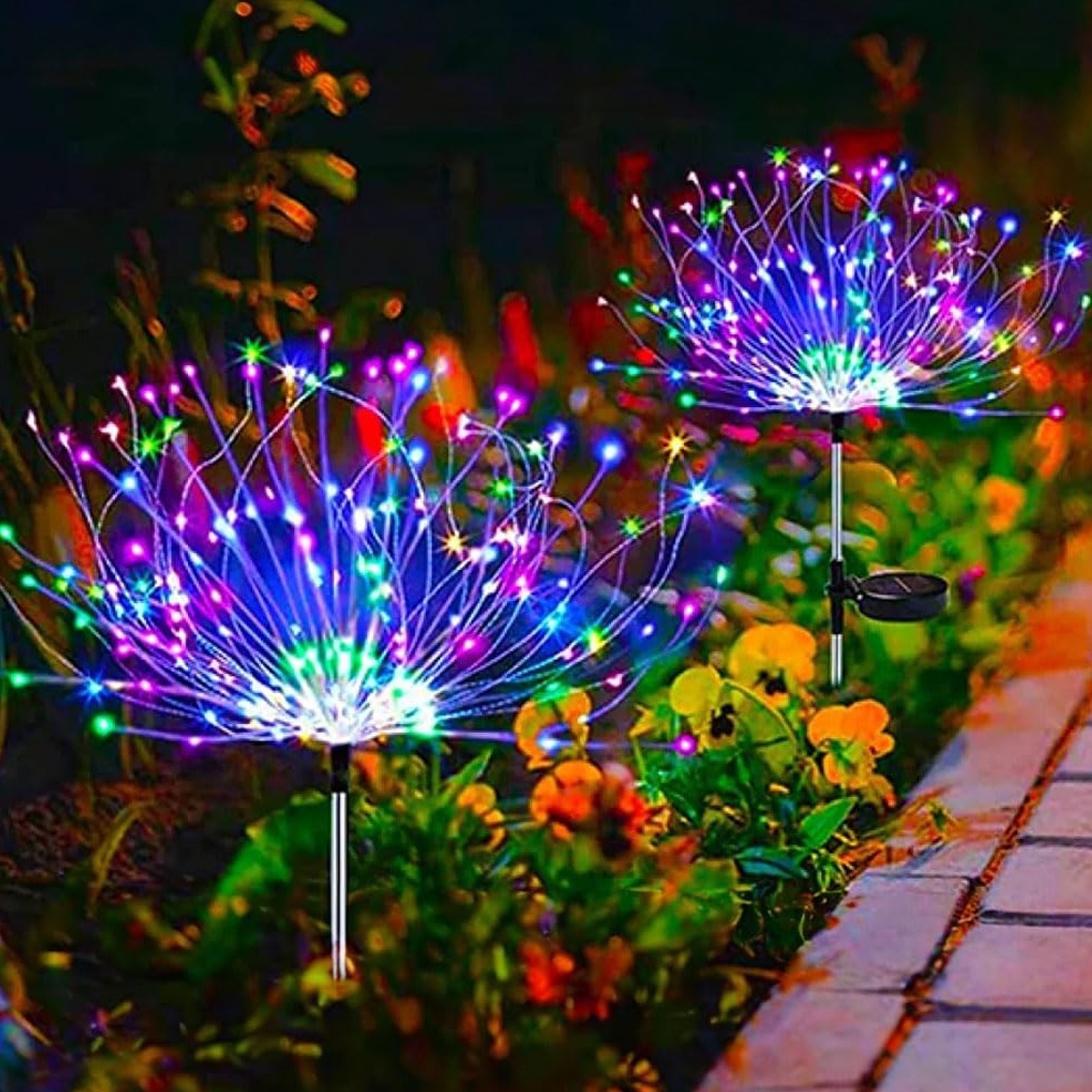 Pachet 2 lampa solara de gradina, SINBINTA, 120 x LED, 8 moduri ...