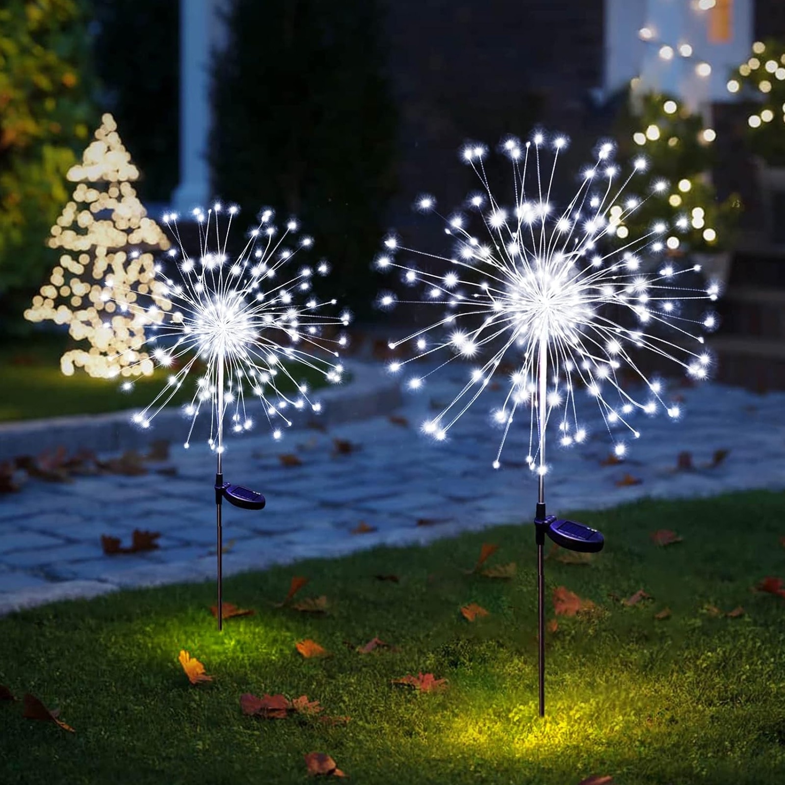 Pachet 2 lampa solara de gradina, SINBINTA, 120 x LED, 8 moduri ...