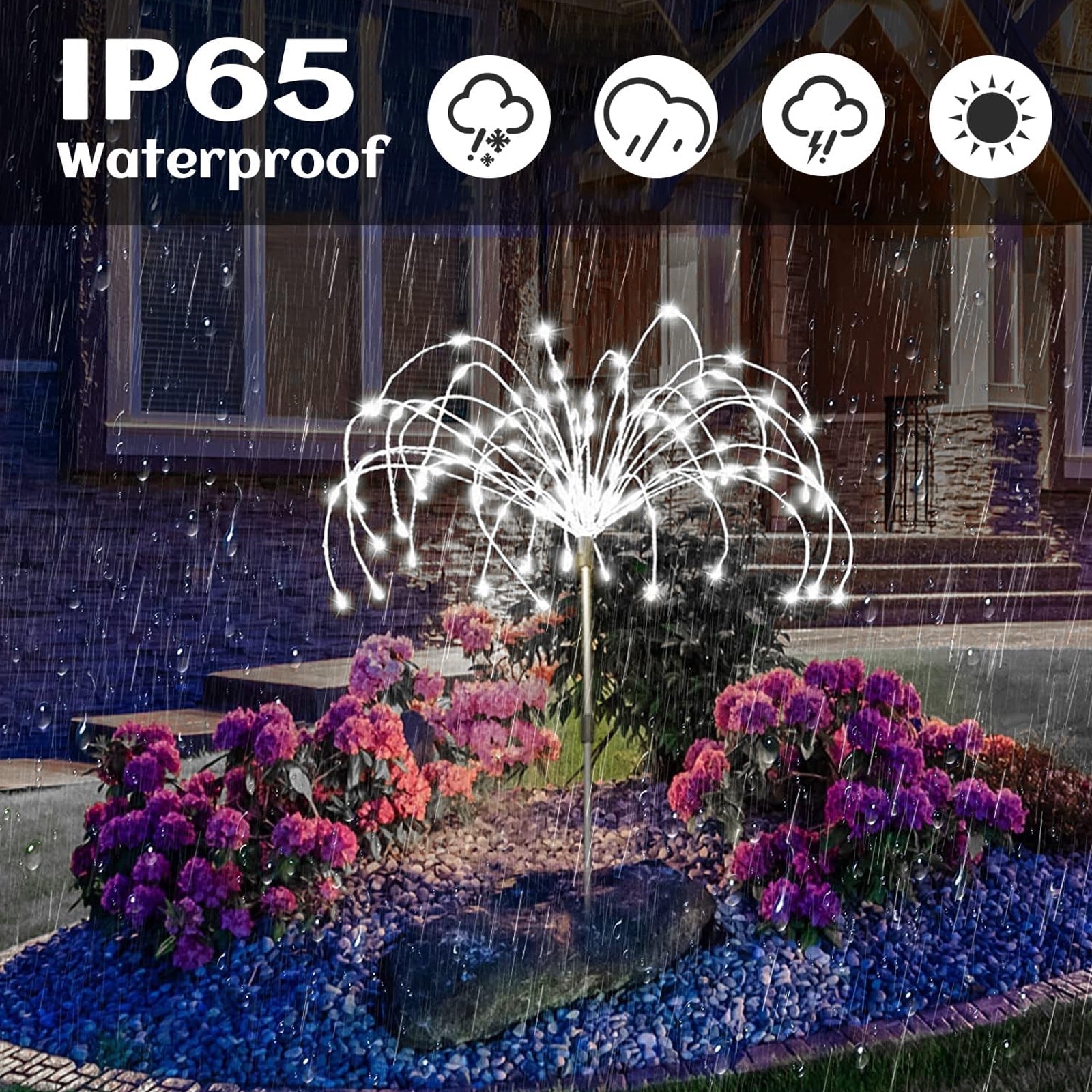 Pachet 2 lampa solara de gradina, SINBINTA, 120 x LED, 8 moduri ...