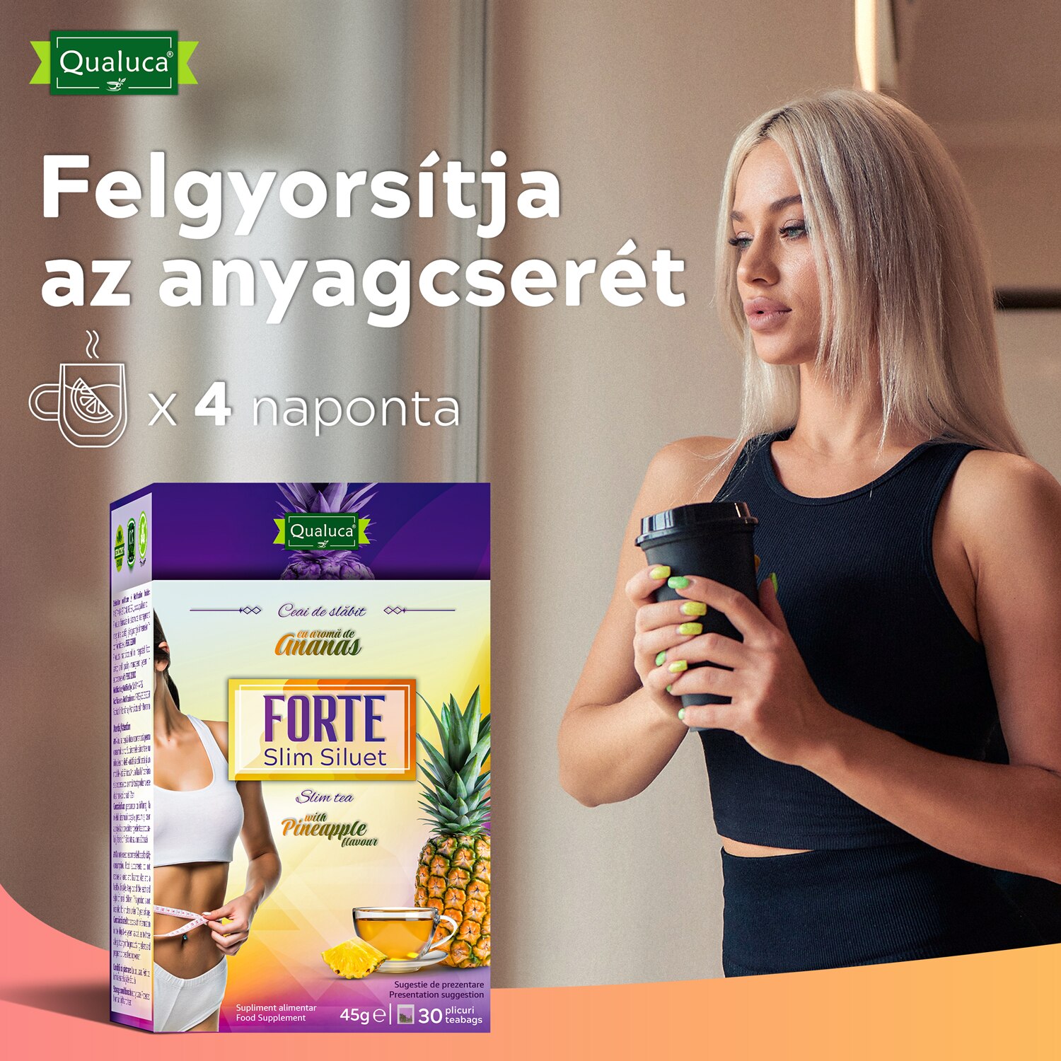 Karcsúsító tea, FORTE karcsúsító komplexum - 45 nap, Qualuca Slim ...