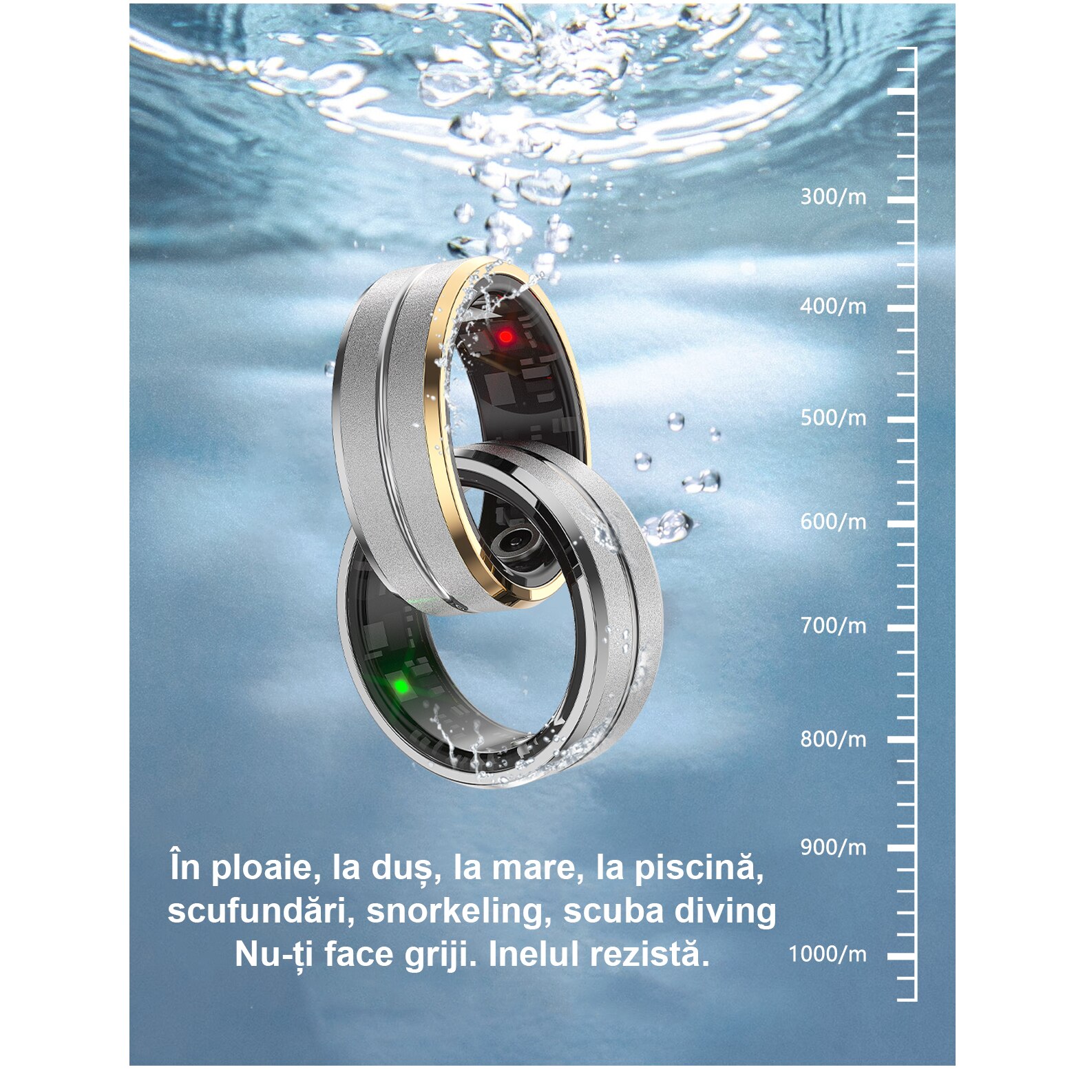 Inel smart inteligent DDOLI®, ultra-usor, monitorizare somn, calorii ...