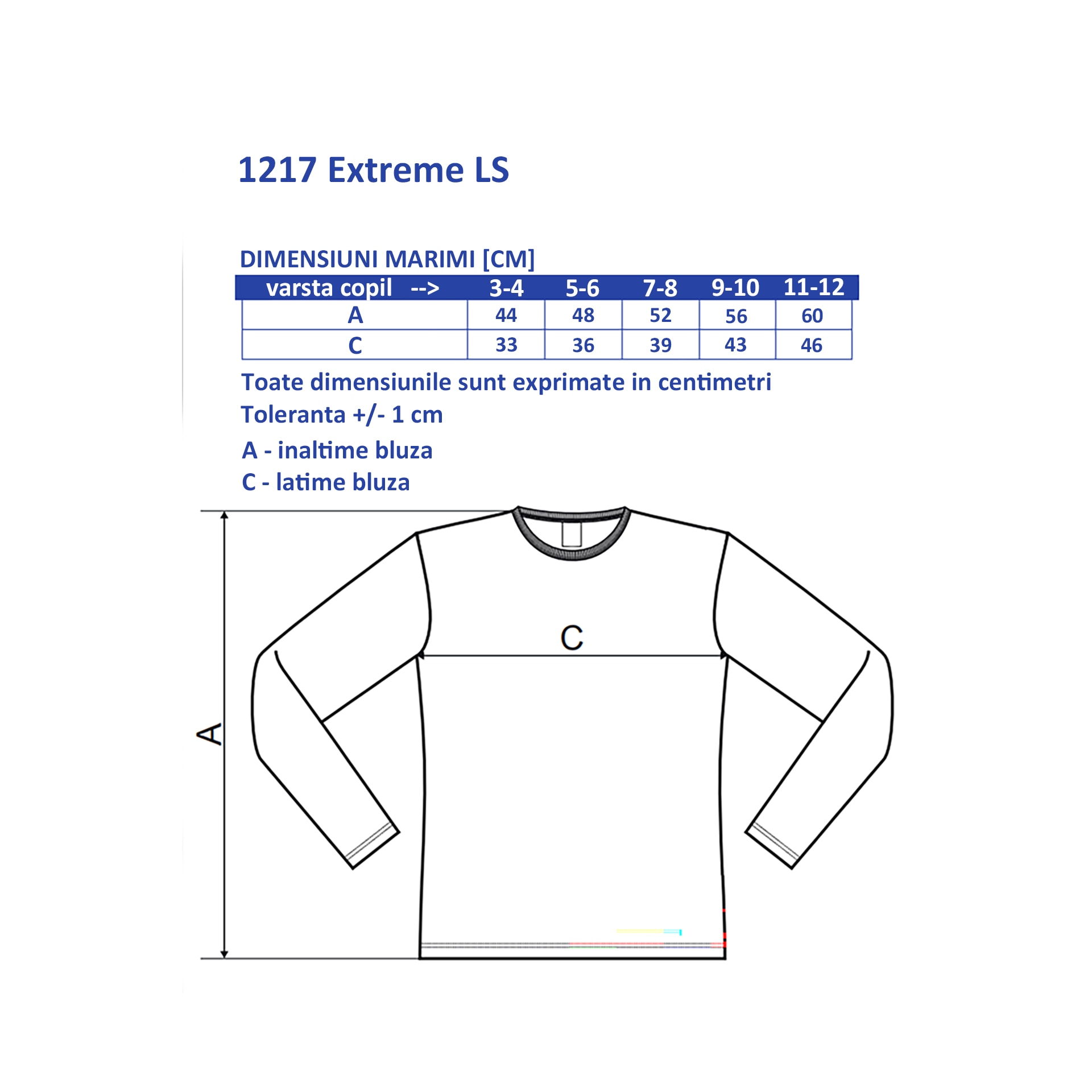 Bluza copii, Extreme, maneca lunga, bumbac 100%, densitate 160 g/m² ...