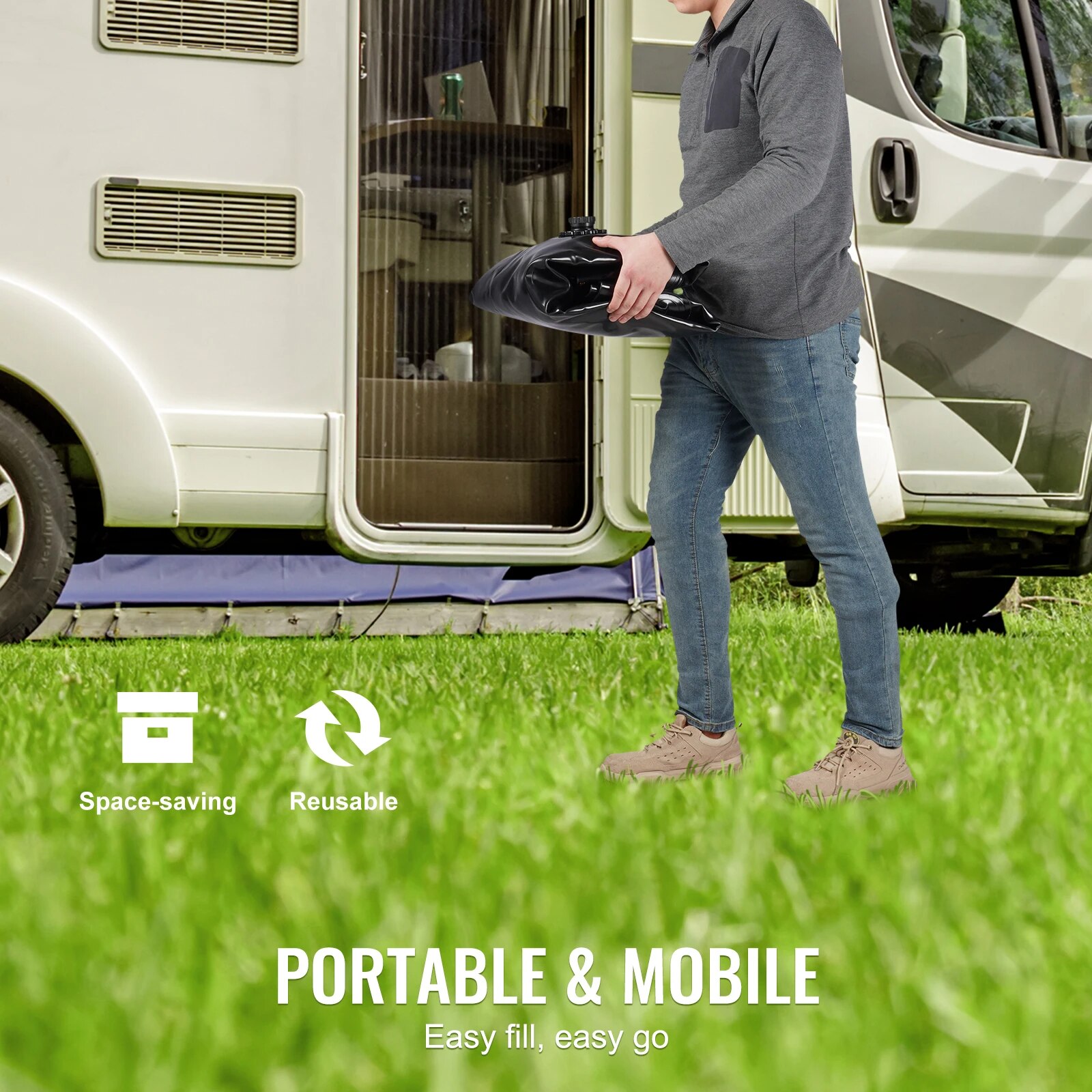 Rezervor Apa, Vevor, 240 L, 100 Cm, PVC, pentru Gradina, Negru - eMAG.ro